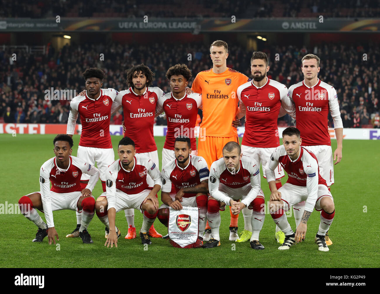 Arsenal team group (top row left-right) Ainsley Maitland-Niles, Mohamed ...