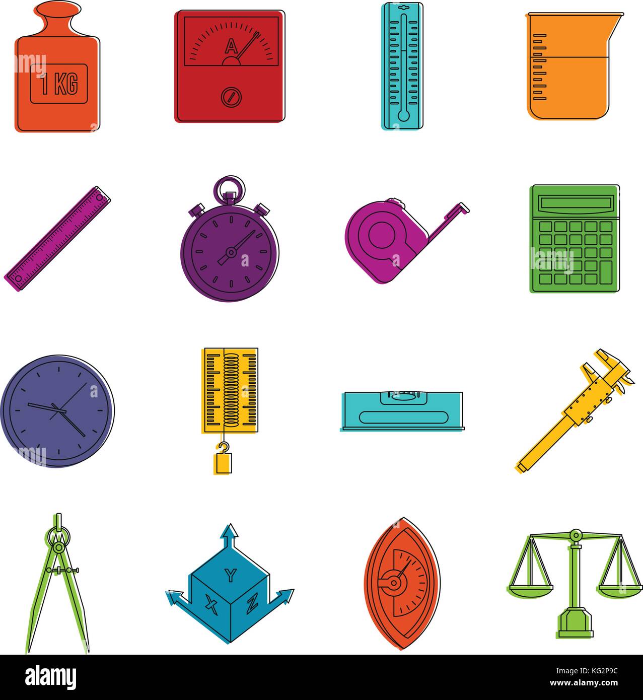 Measure precision icons doodle set Stock Vector Image & Art - Alamy