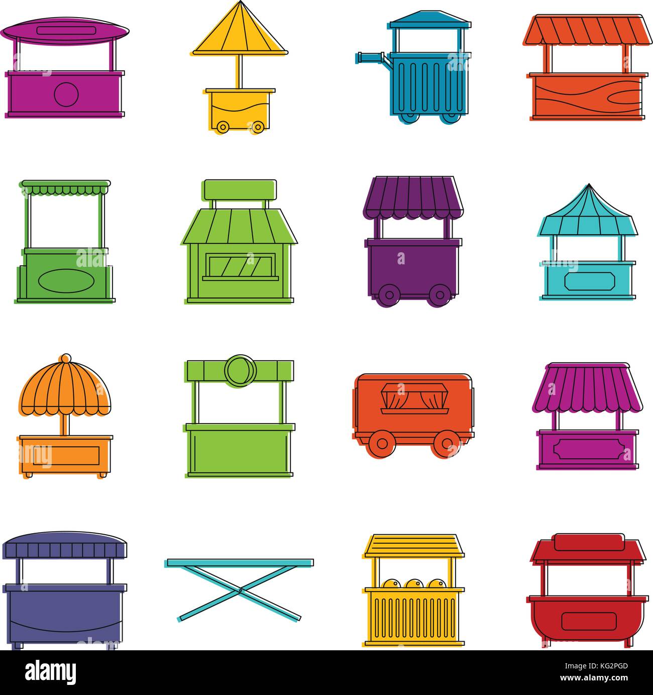 Street food truck icons doodle set Stock Vector Image & Art - Alamy