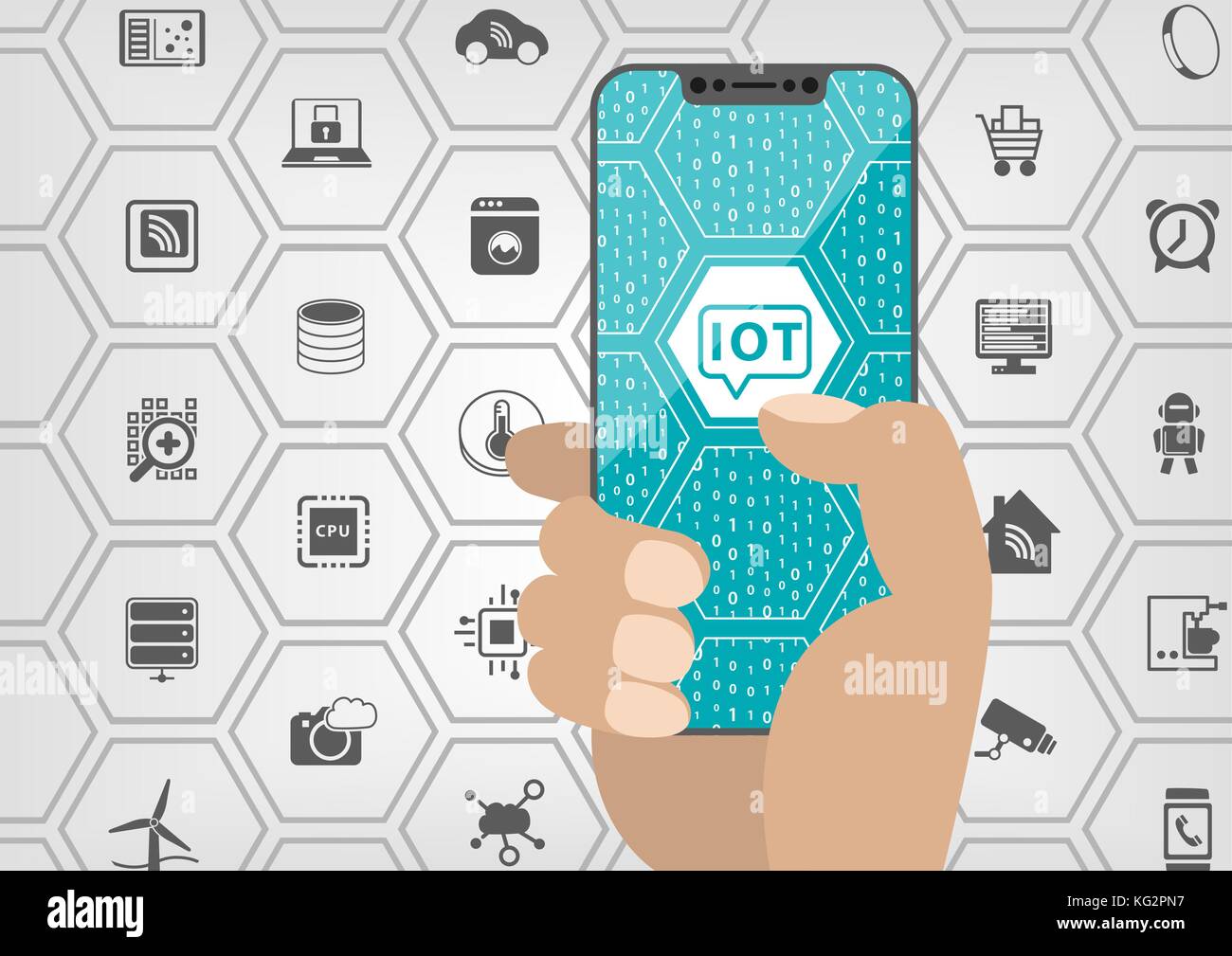 Internet of things concept with IOT text displayed on frameless ...