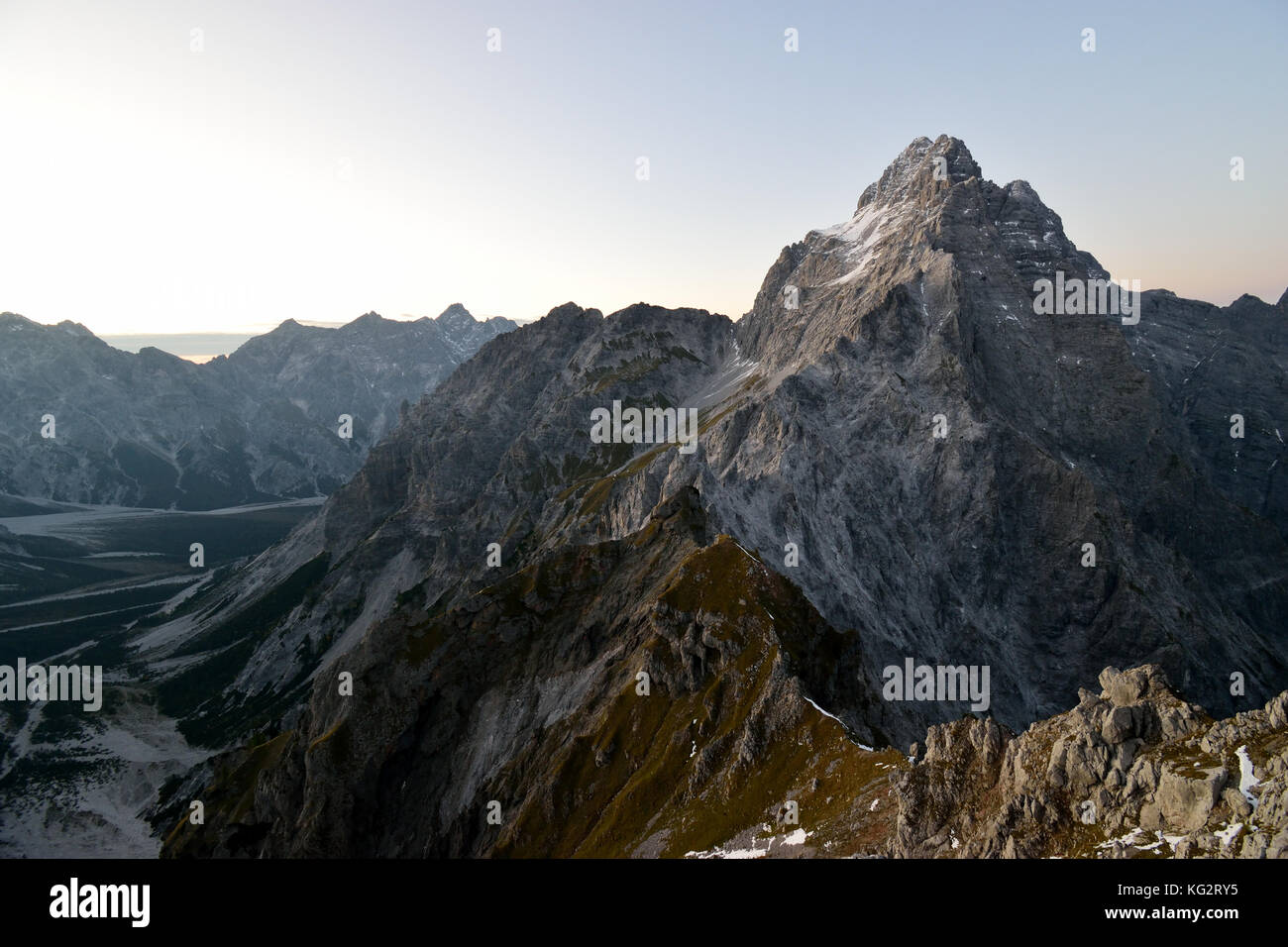 Famous Mt. Watzmann from the south side after sunset, with Wimbachgries ...