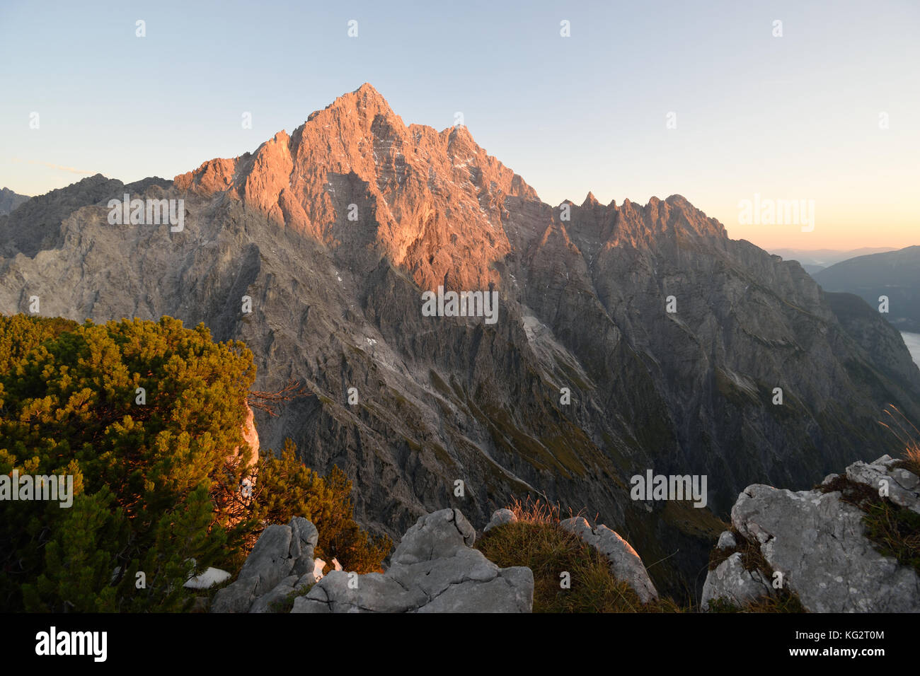 Sunrise at the watzmann with the east face hi-res stock photography and ...