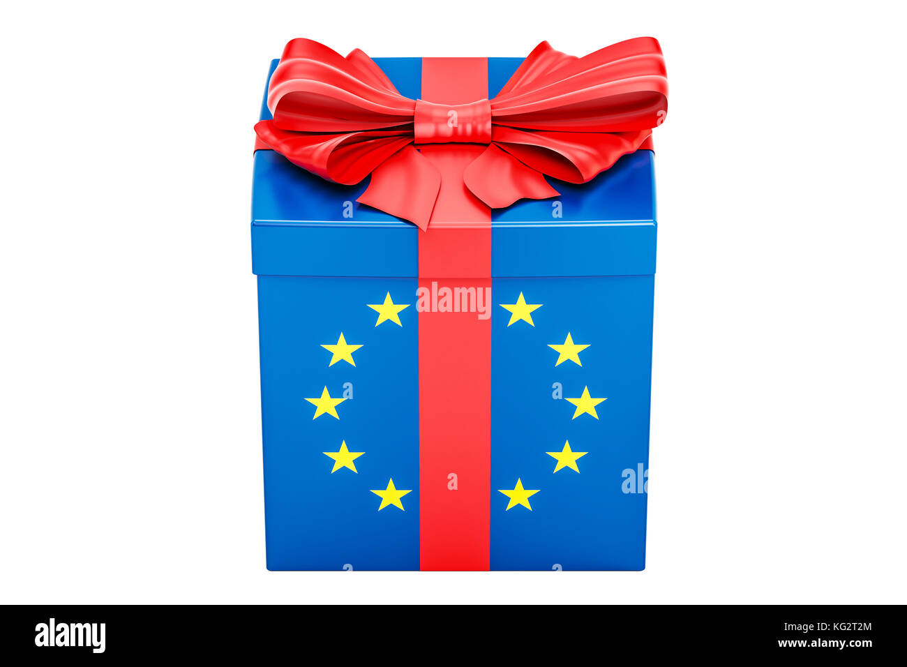 Gift box with flag of European Union, holiday concept. 3D rendering ...