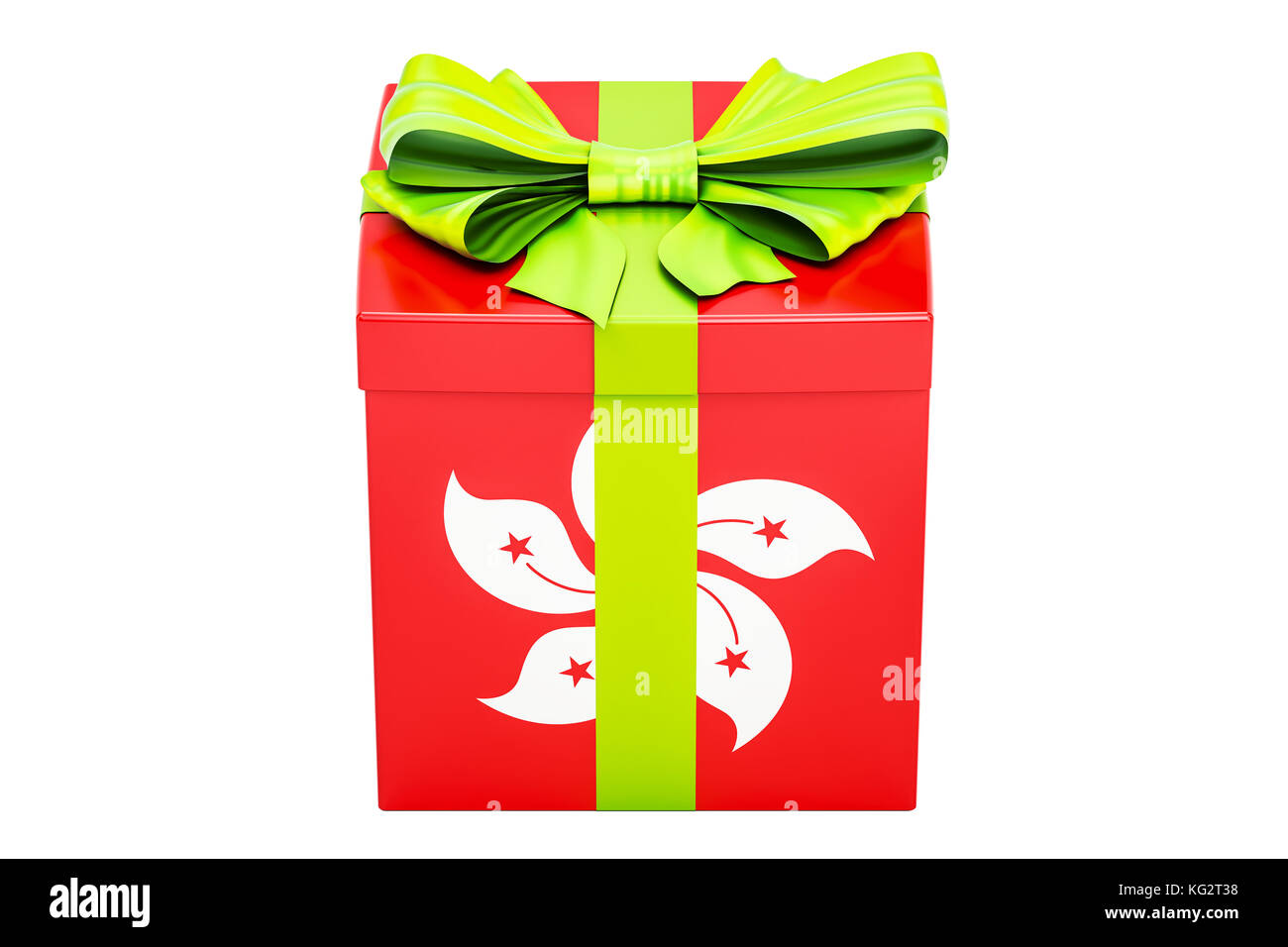 Gift box with flag of Hong Kong, holiday concept. 3D rendering isolated ...