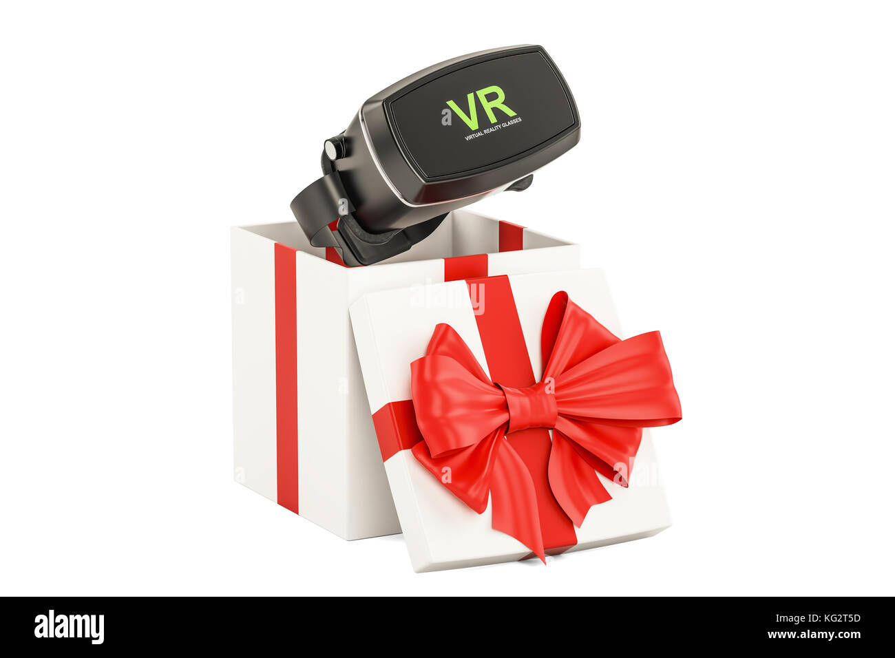 Gift concept, VR glasses inside gift box. 3D rendering isolated on ...