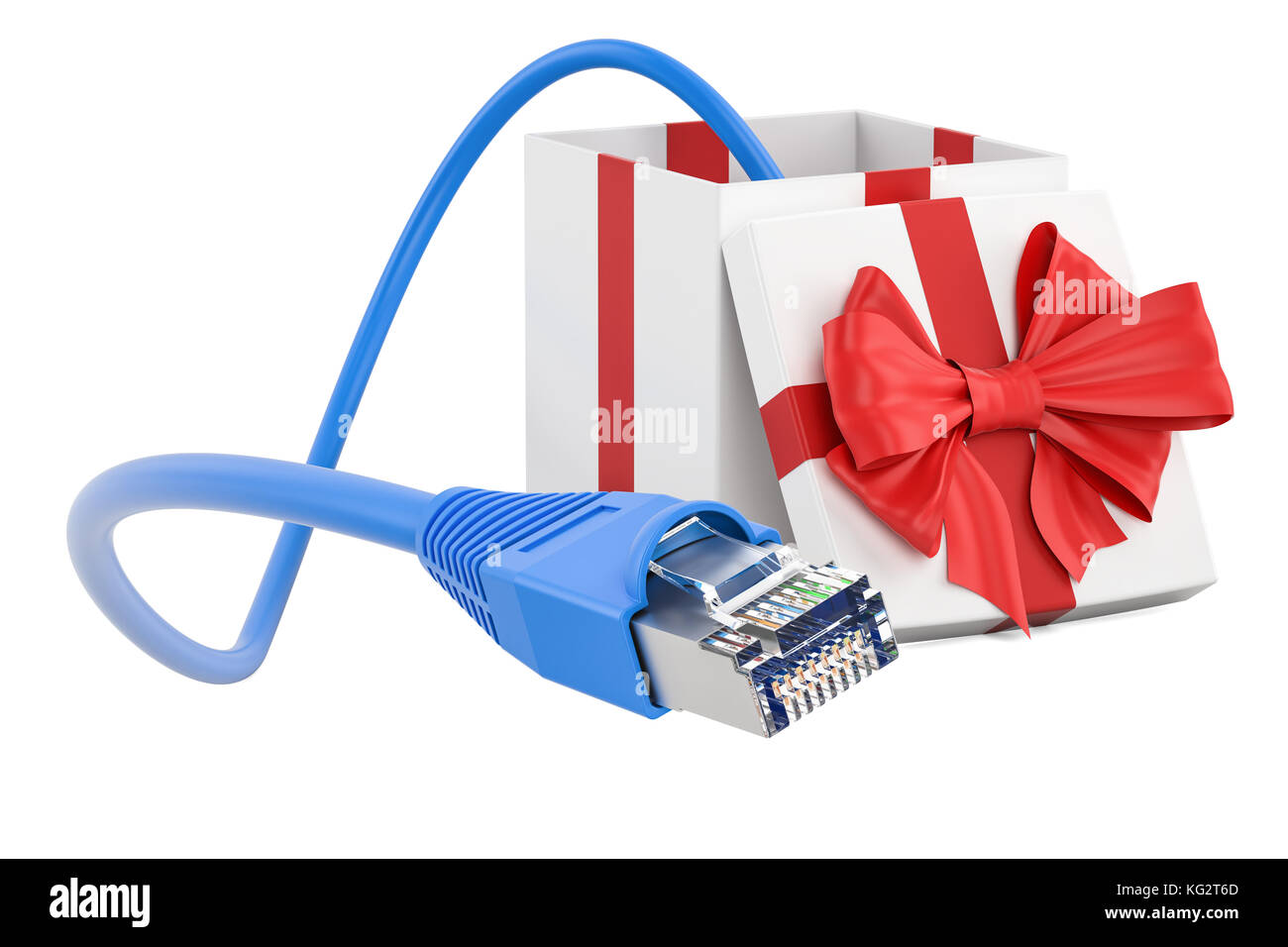 Internet connection in gift concept. 3D rendering isolated on white ...