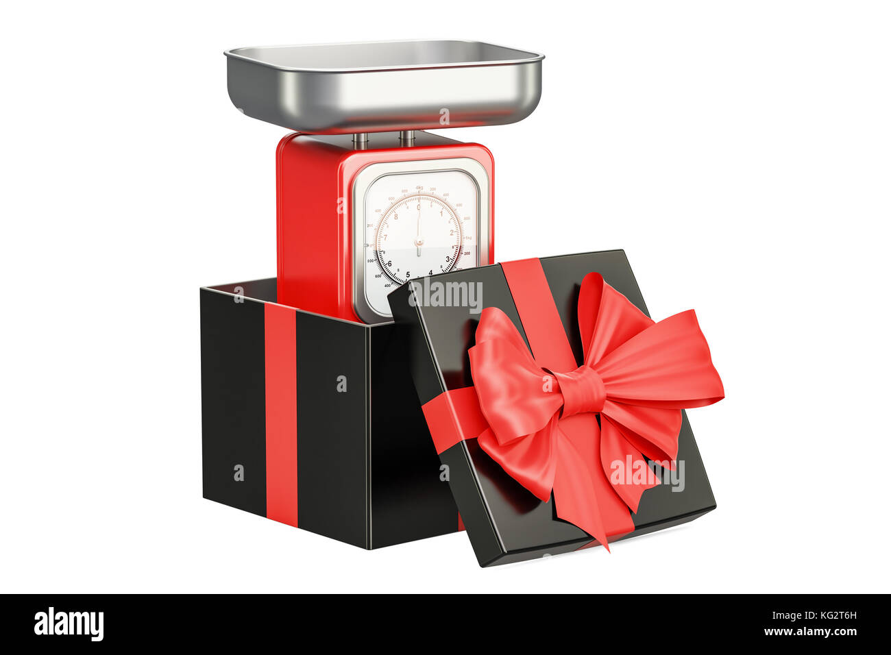 Kitchen Scale inside gift box, gift concept. 3D rendering isolated on ...