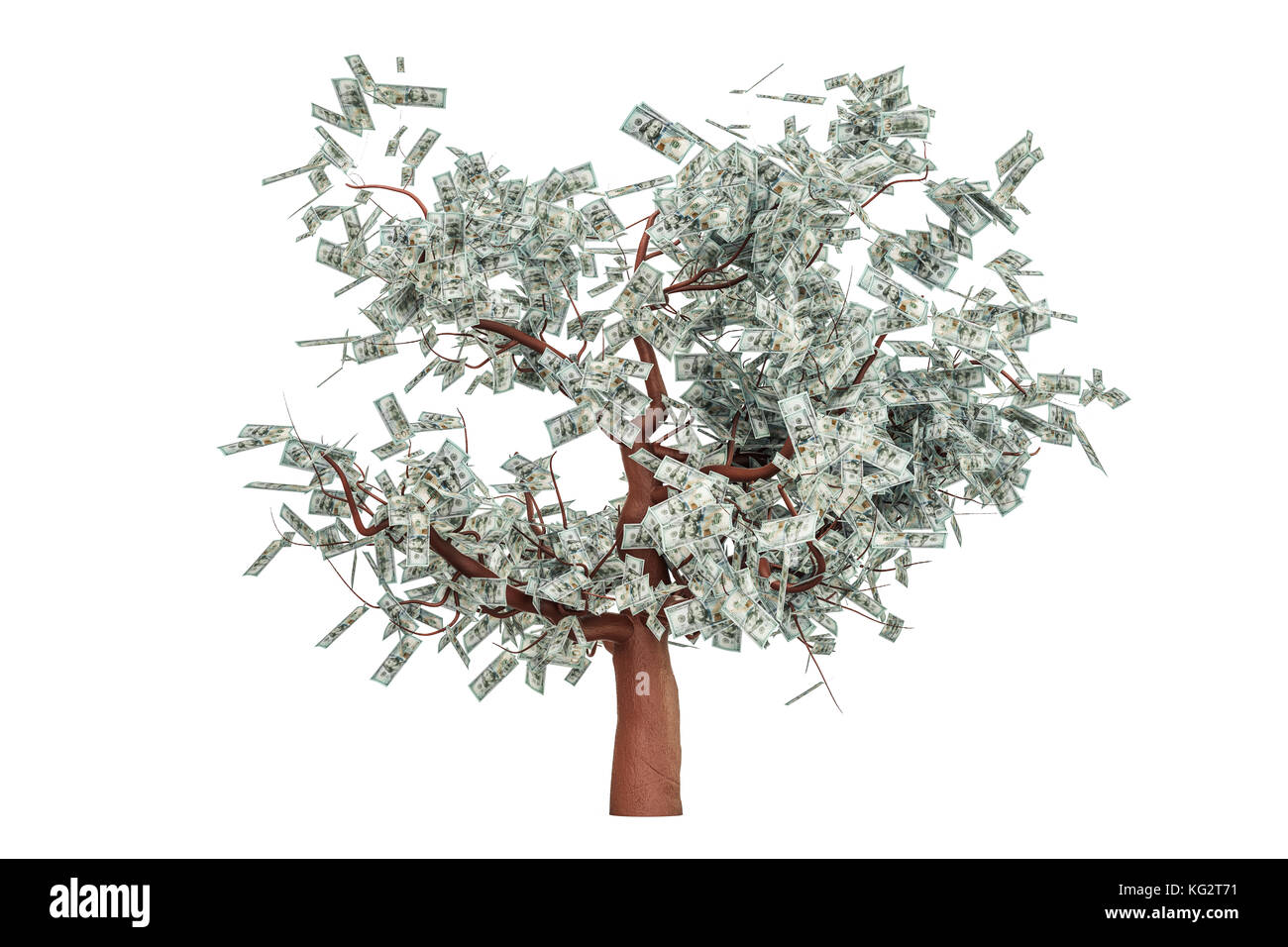 Money tree with hundred dollar bills, 3D rendering Stock Photo - Alamy