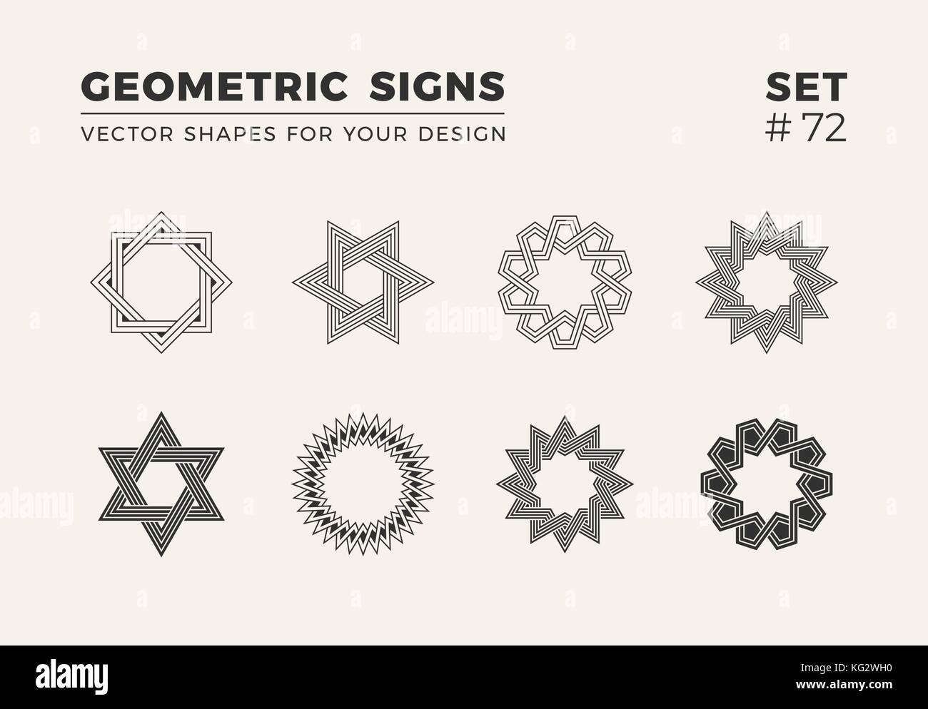 Set of eight minimalistic trendy shapes. Stylish vector logo emblems ...