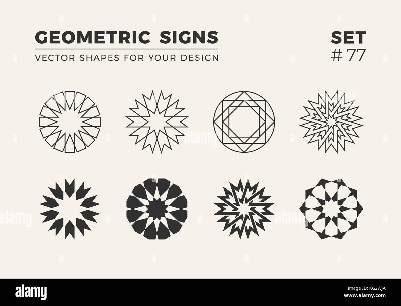 Set of eight minimalistic trendy shapes. Stylish vector logo emblems ...