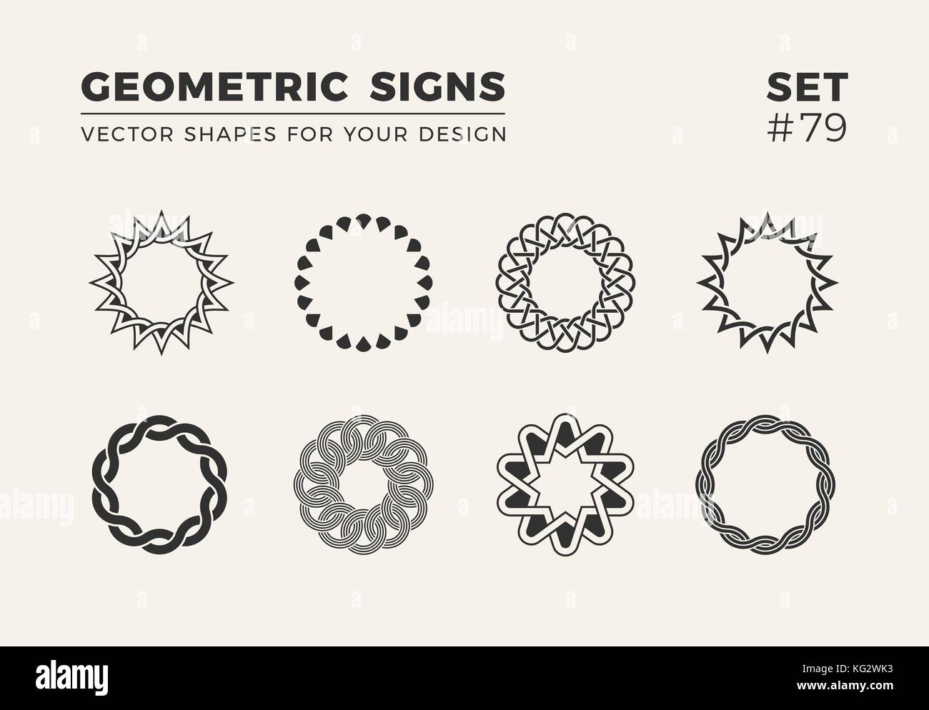 Set of eight minimalistic trendy shapes. Stylish vector logo emblems ...