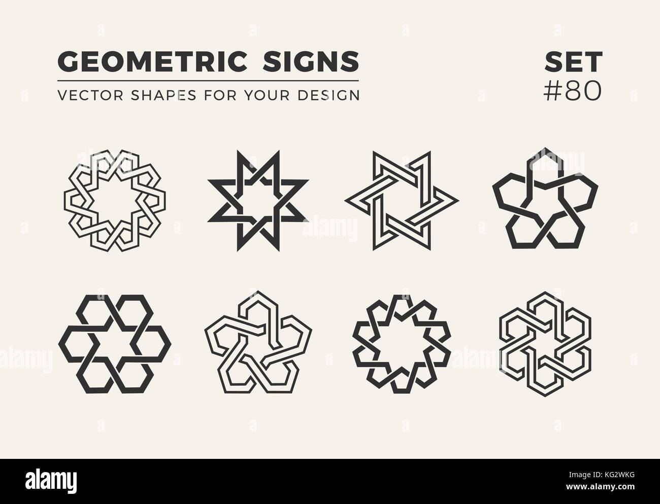 Set of eight minimalistic trendy shapes. Stylish vector logo emblems ...