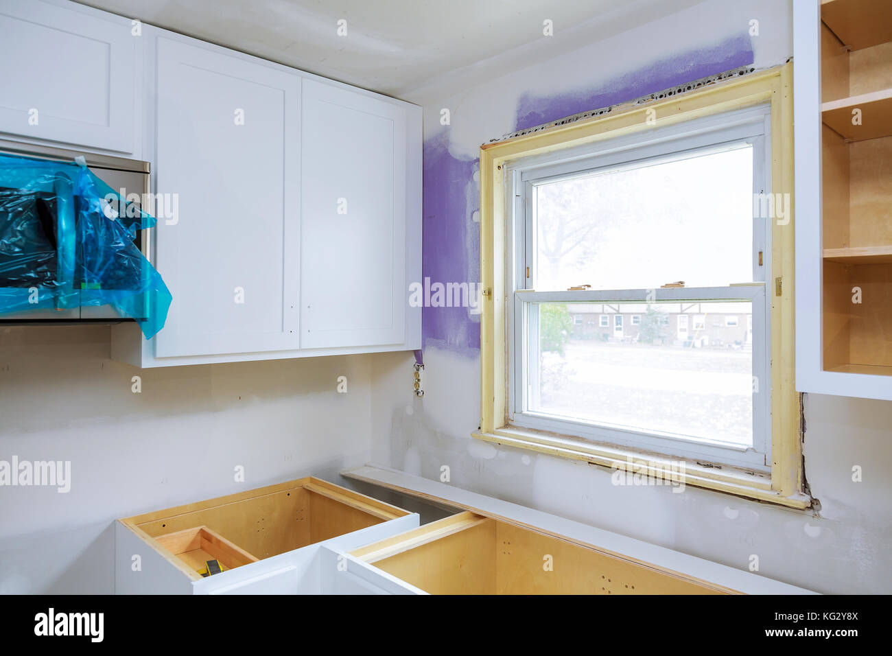Interior design construction of a kitchen with cooker extractor fan ...