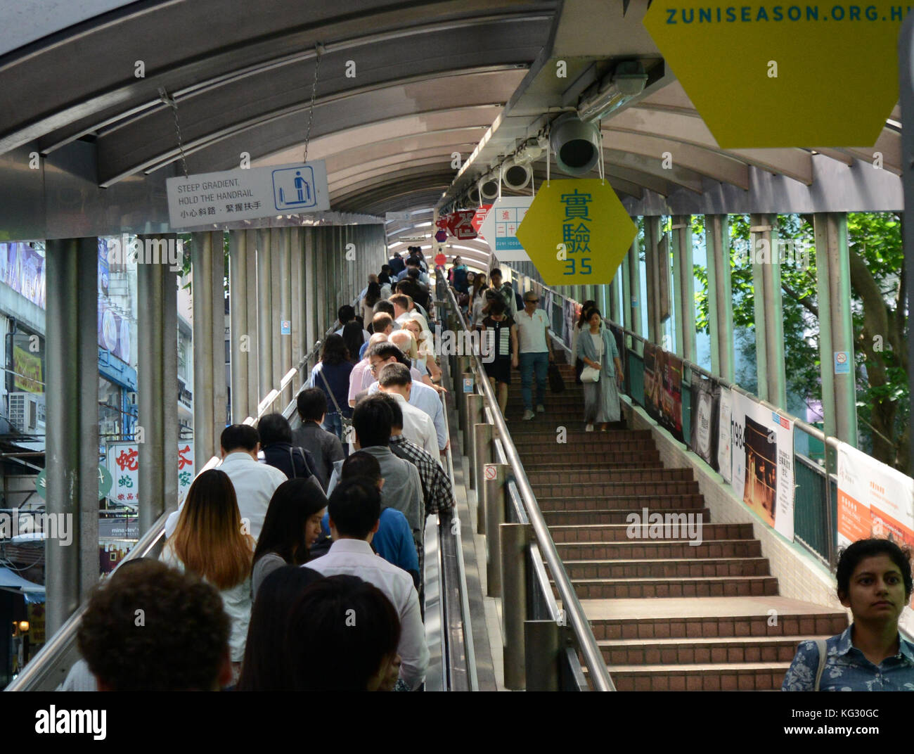 The Central–Mid-Levels escalator and walkway system in Hong Kong is the ...