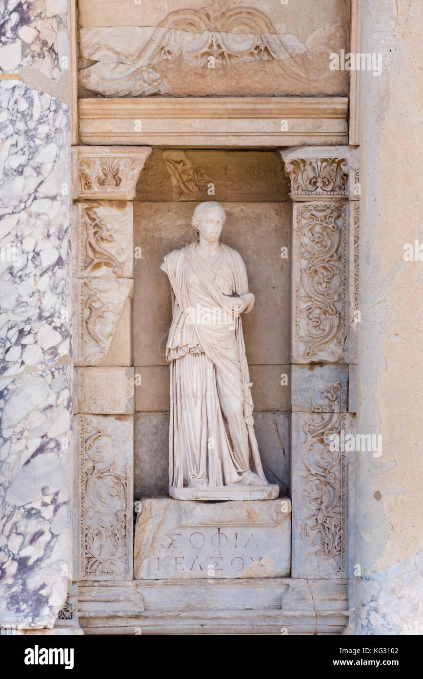 Statue of Sophia (Wisdom) in Ephesus historical ancient city, in Selcuk ...