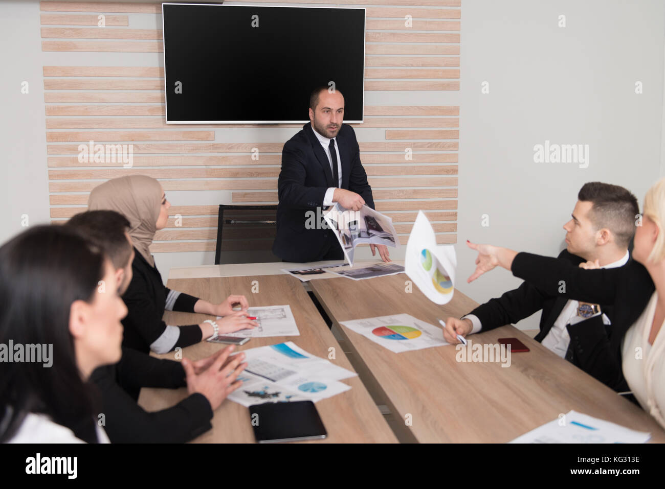 Angry Bad Boss Yelling At Employees - Receiving Reprimand With Guilty ...