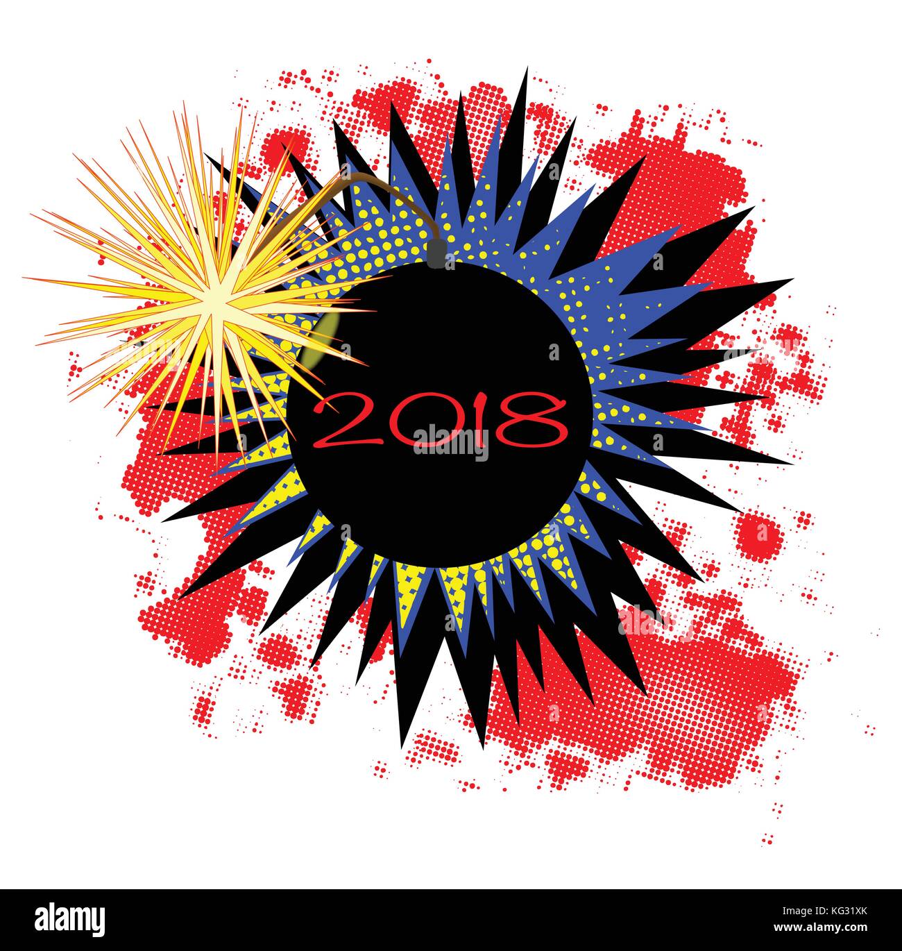 A comic cartoon style bomb exclamation explosion over a white ...