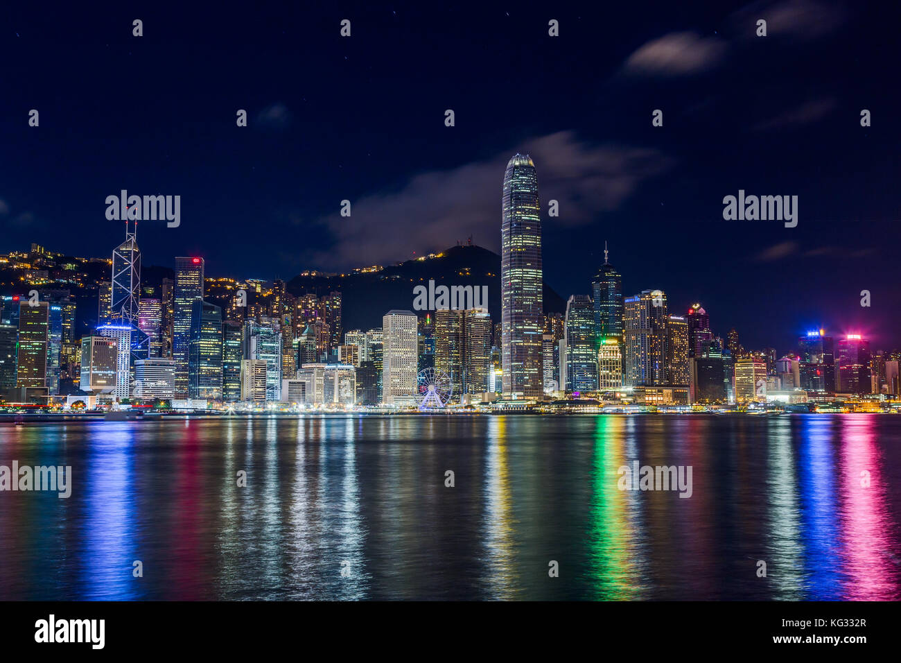 Skyline of Hong Kong Downtown across Victoria Harbour by night Stock ...