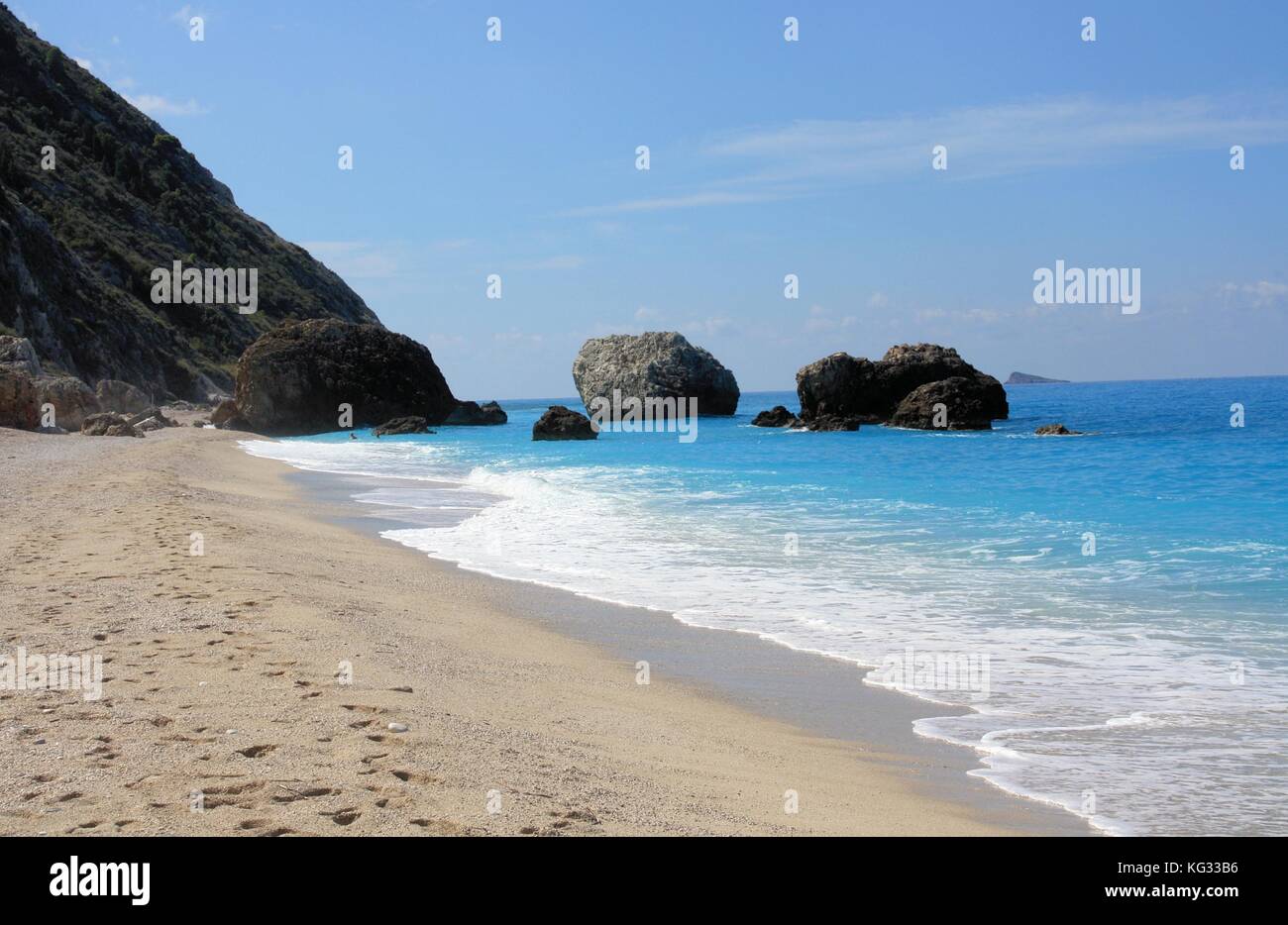empty beautiful beach in lefkada greece Stock Photo - Alamy