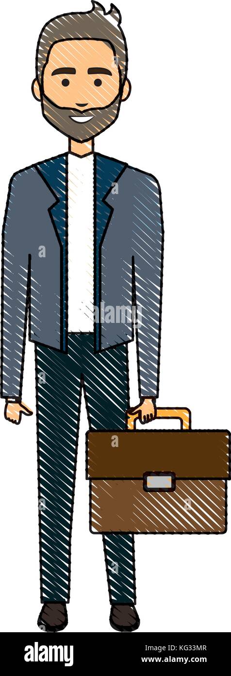 elegant businessman with portfolio avatar character vector illustration ...