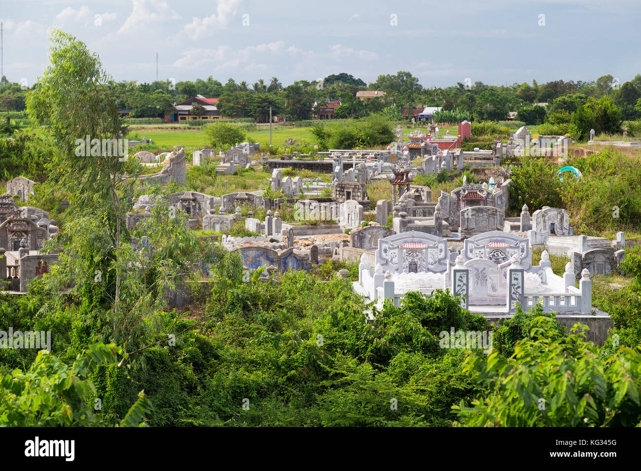 Vietnamese Cemetery near Thien Mu Pagoda in Hue, Vietnam Stock Photo ...