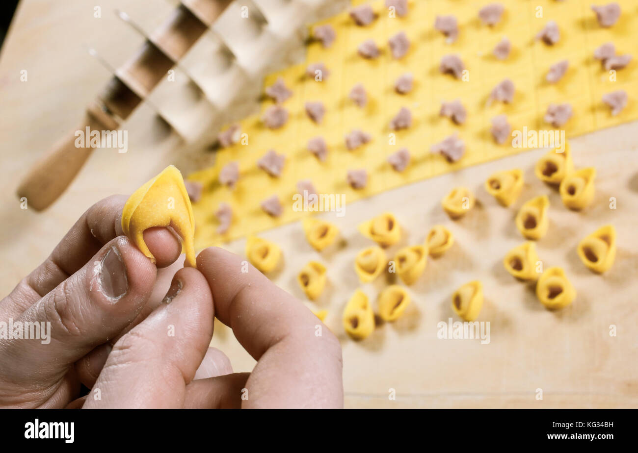 Tortellini. Bologna's typical homemade fresh stuffed pasta in the ...