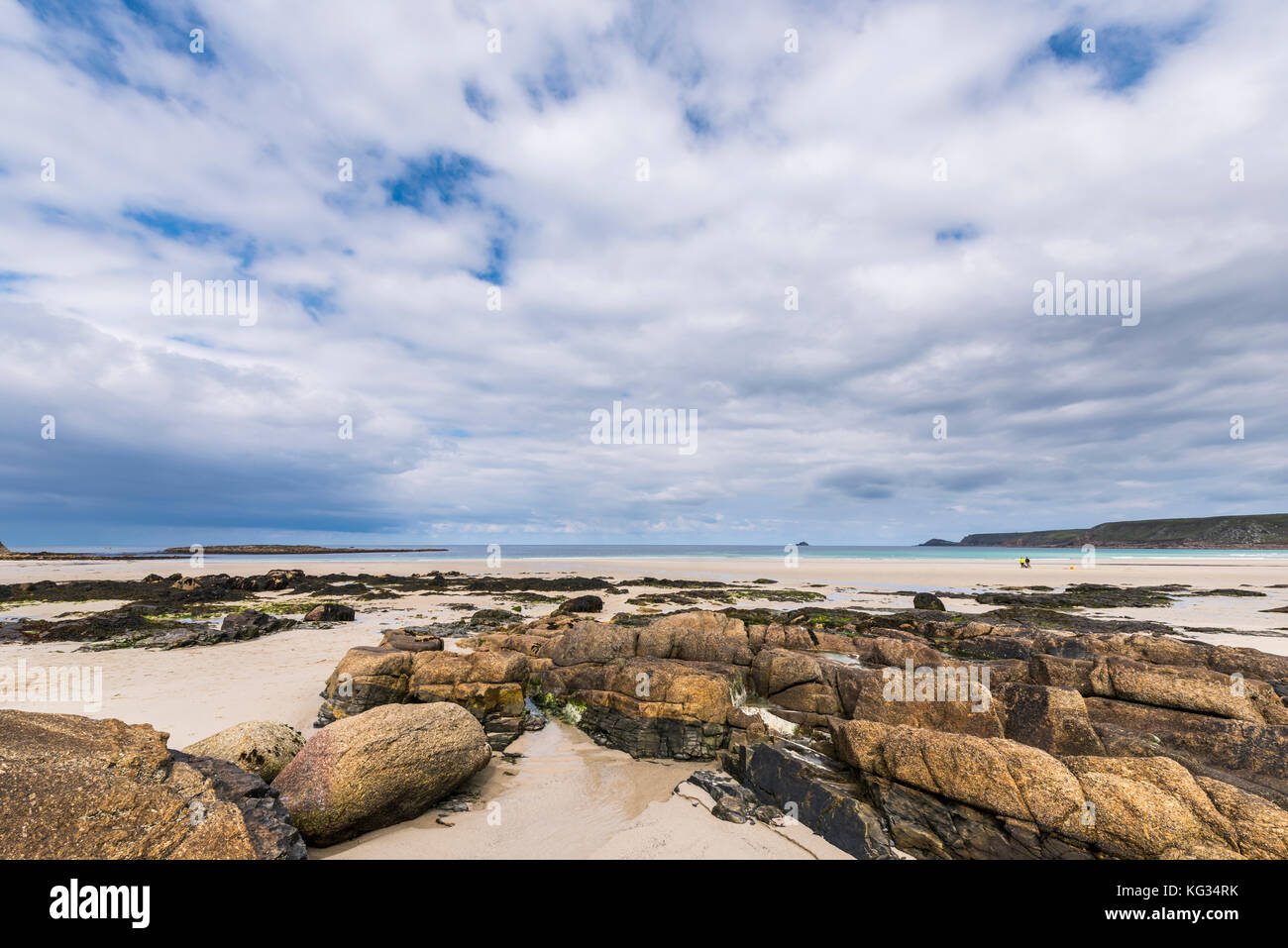 Sennen, England - April 27, 2017: Rocks at the Sennen Cove beach in ...