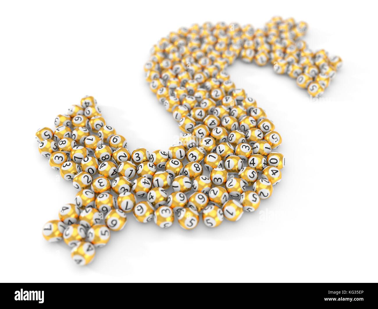 golden lottery balls stack in dollar sign shape. with dept of field ...