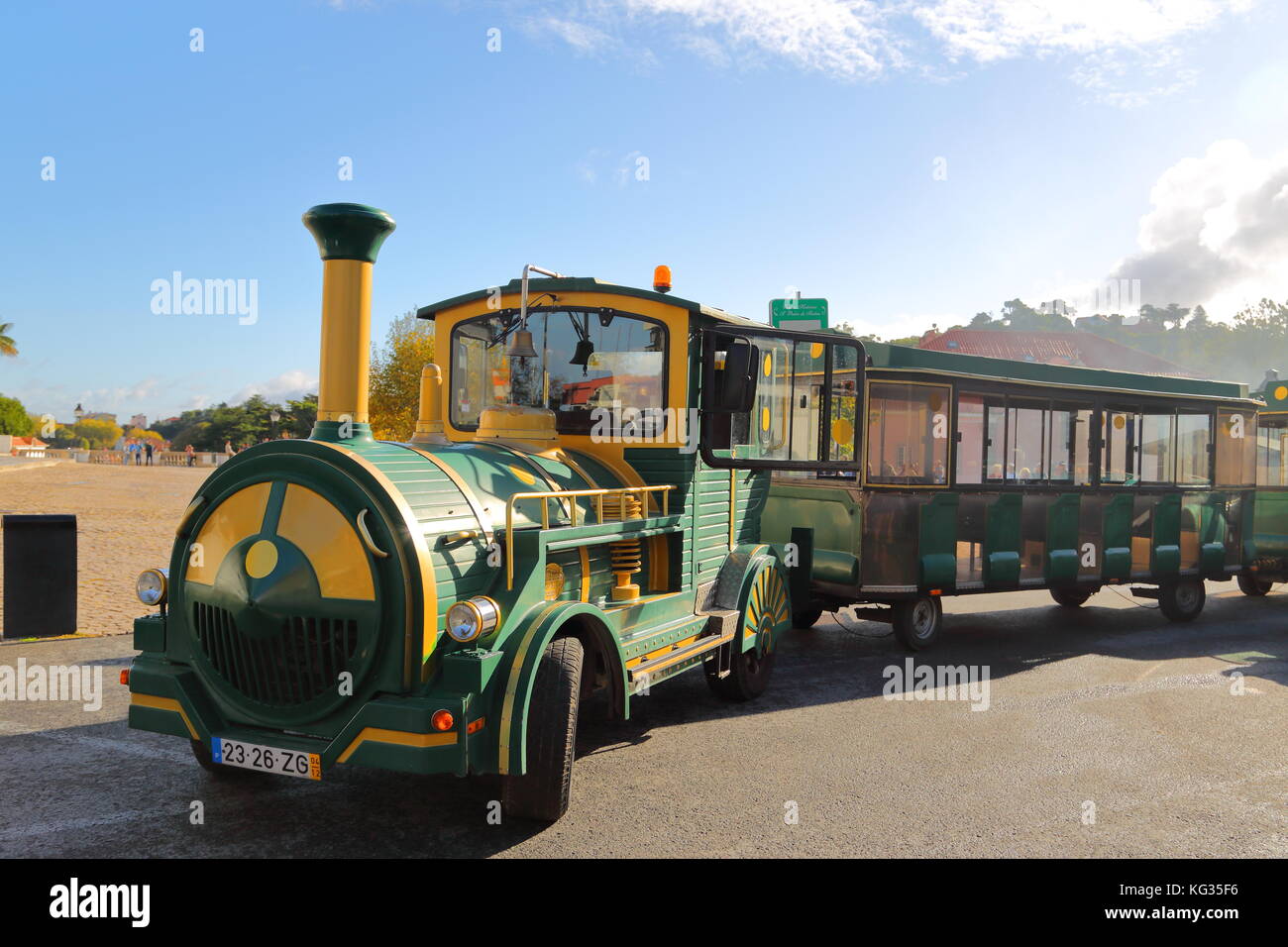 Road train in Sintra, Portugal Stock Photo - Alamy