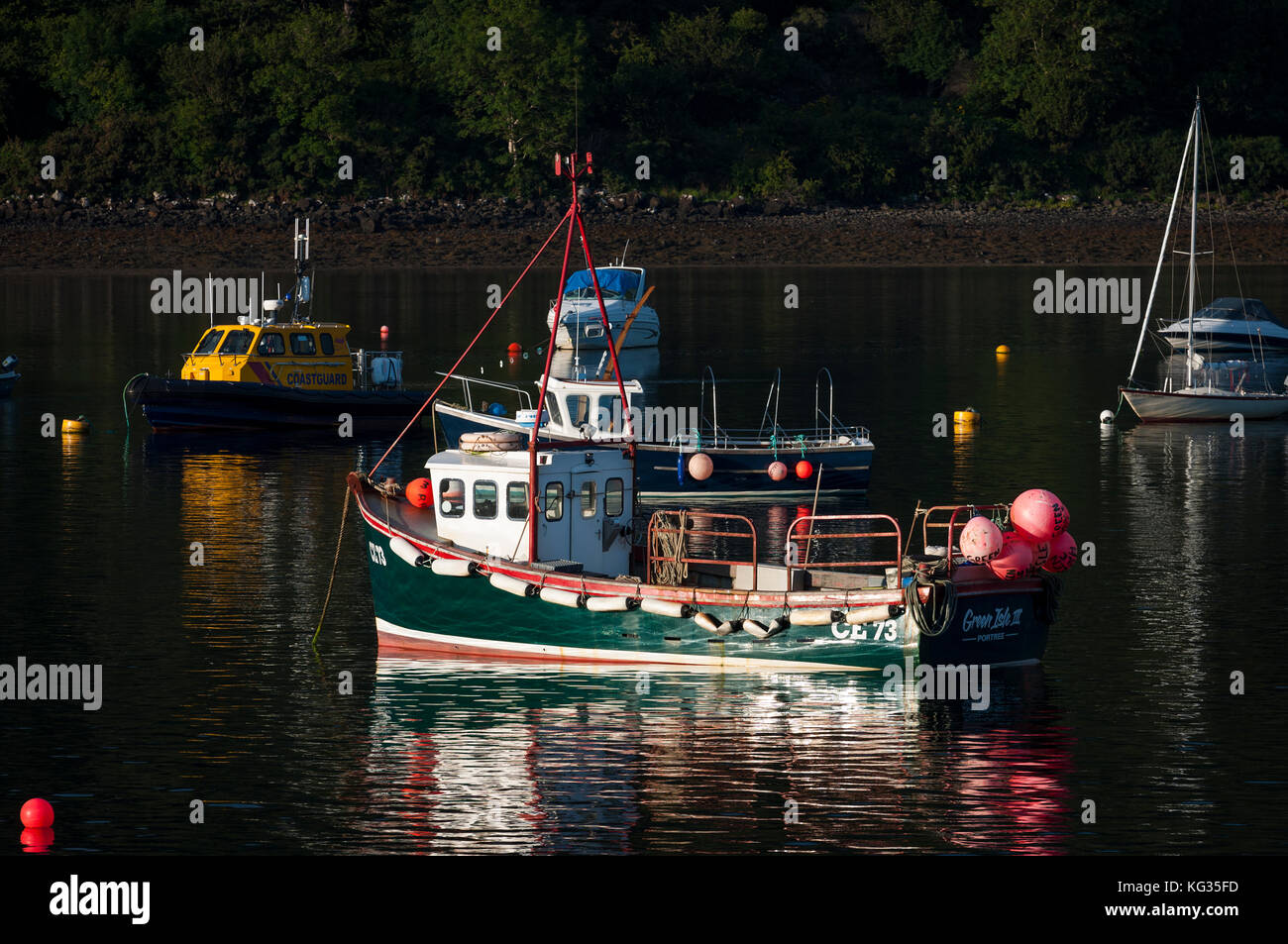 Portree, Scotland - August 15, 2010: Boats in the harbour of the Town ...