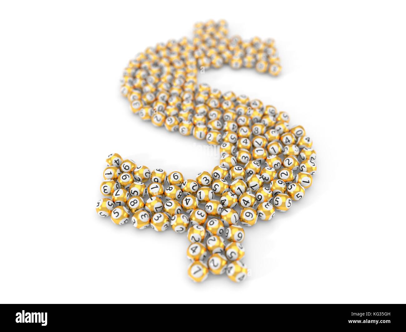 golden lottery balls stack in dollar sign shape. with dept of field ...