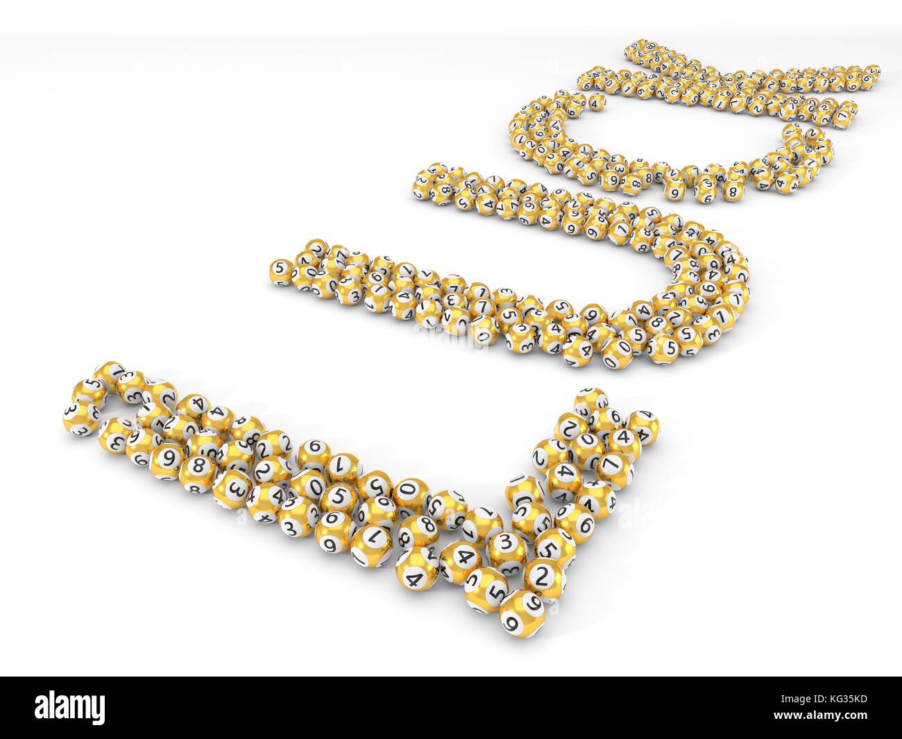 golden lottery balls stack in text shape. with dept of field effect. 3d ...