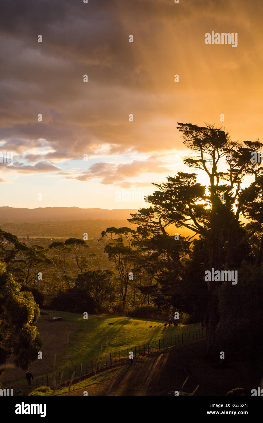 A dramatic and stormy sunset over Mount Albert, Auckland, New Zealand Stock Photo - Alamy