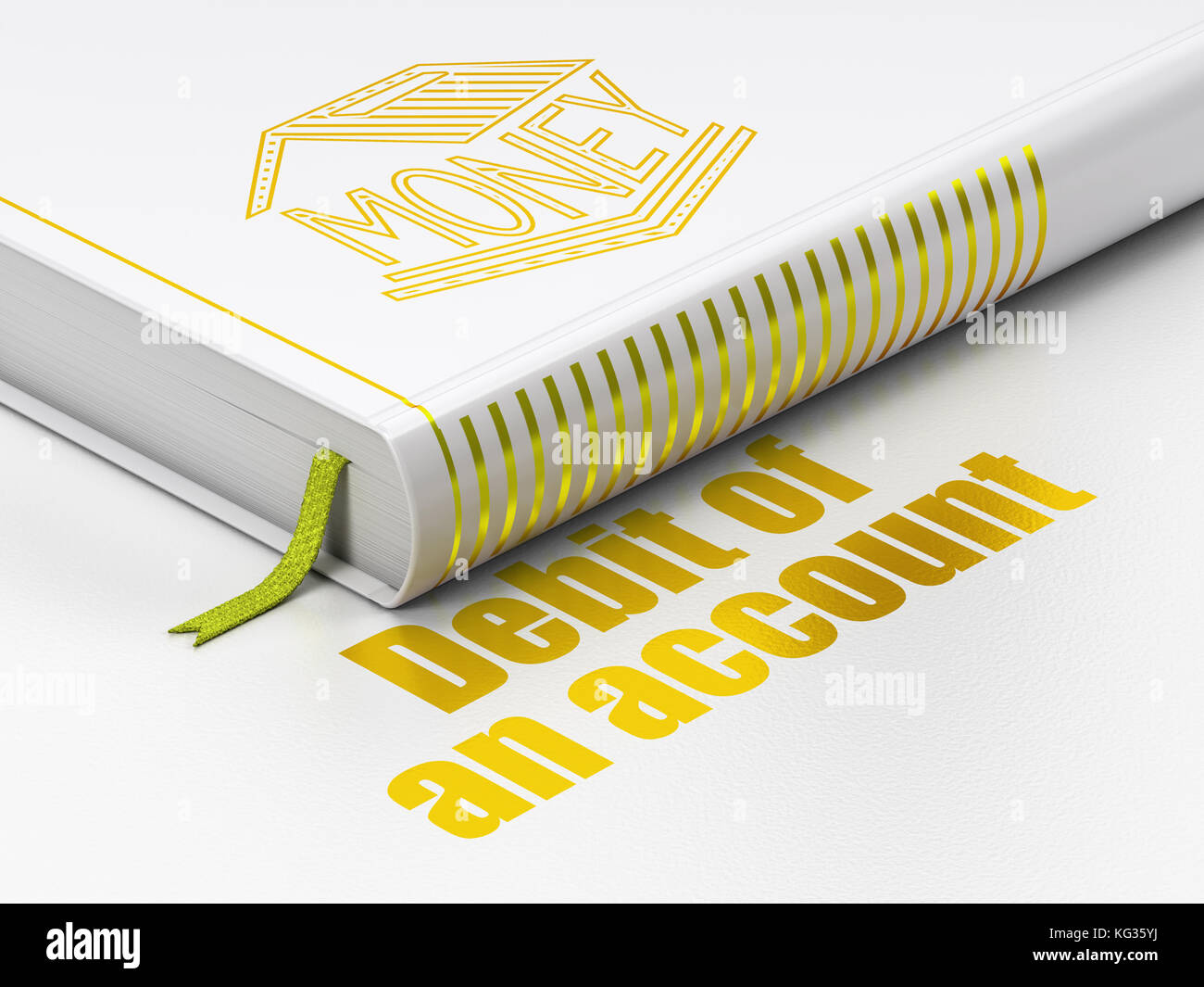 Money concept: book Money Box, Debit of An account on white background ...