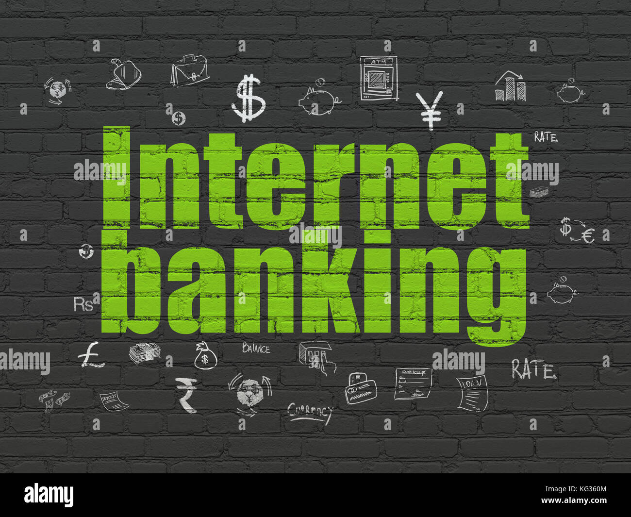 Currency concept: Internet Banking on wall background Stock Photo - Alamy