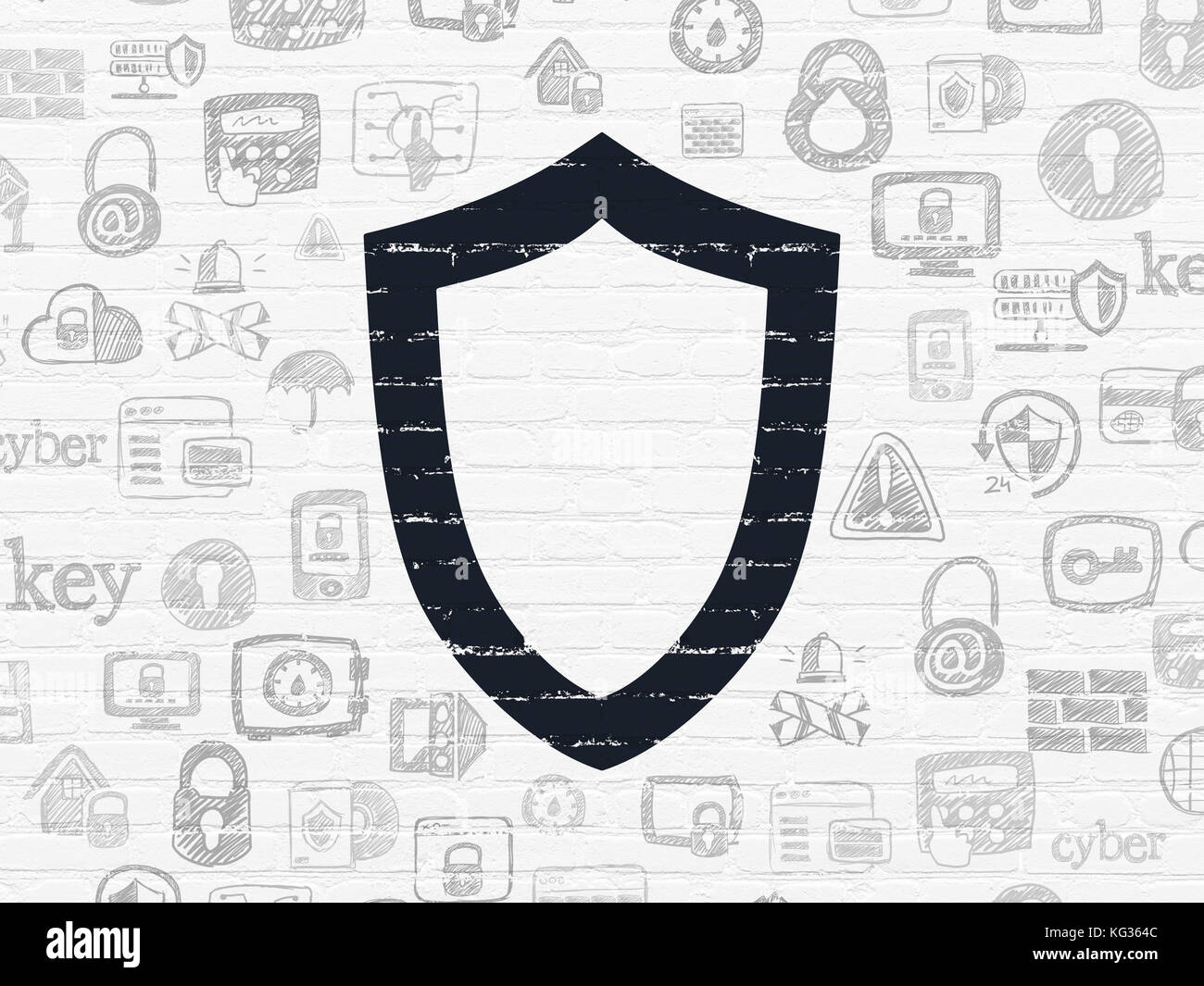 Protection concept: Contoured Shield on wall background Stock Photo - Alamy