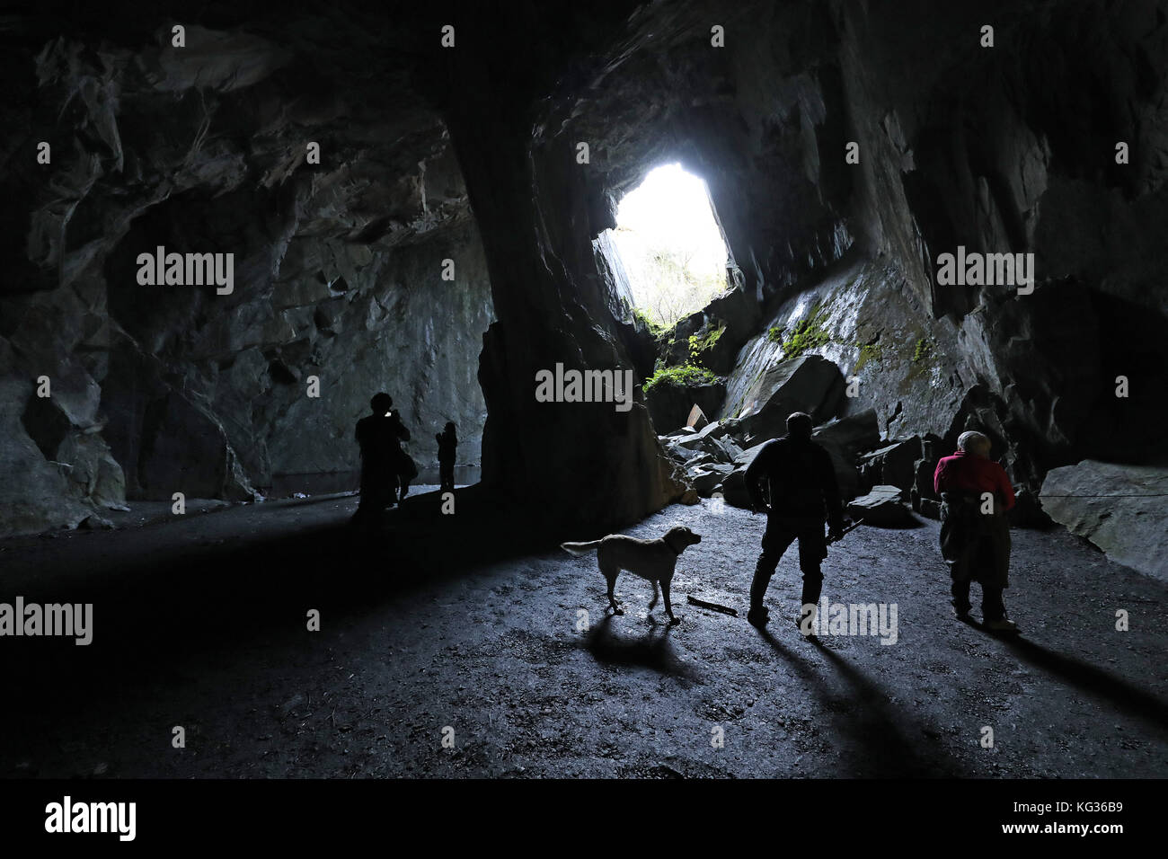 People visit the Cathedral cave, part of the Cathedral quarries in ...