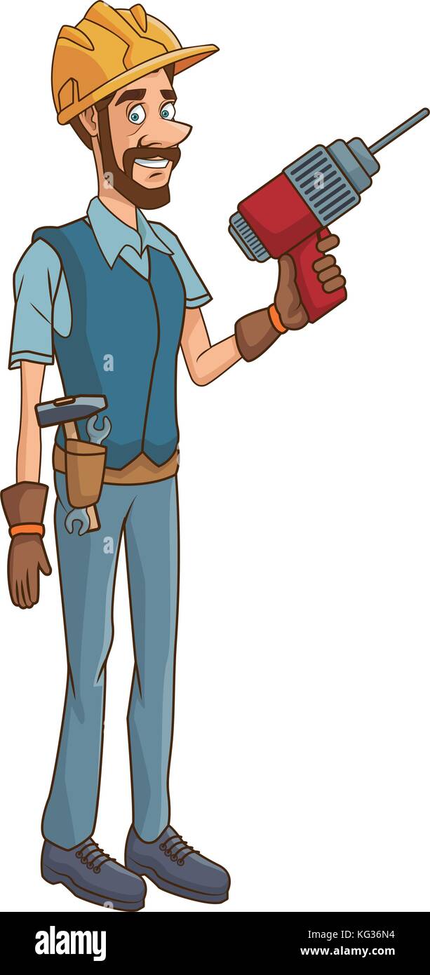 Cartoon worker with tool Stock Vector Image & Art - Alamy