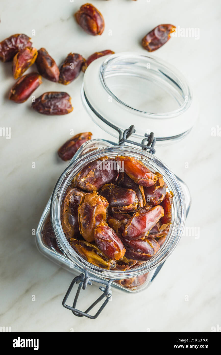 Sweet dates without stones in jar Stock Photo - Alamy