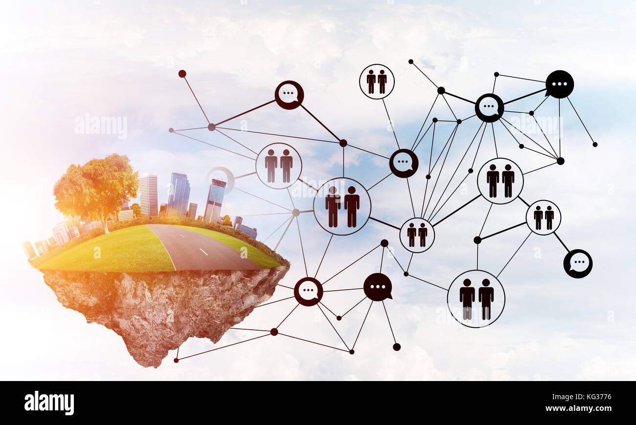 Concept of modern networking technologies and eco green construction ...