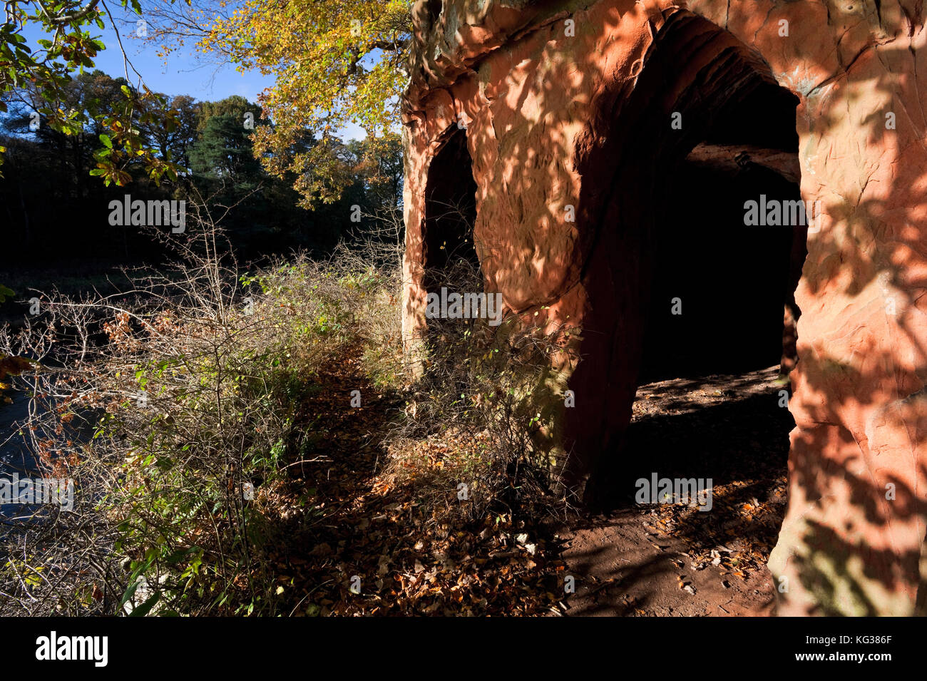 The entrance into Lacy's Cave above the River Eden, Cumbria Stock Photo ...