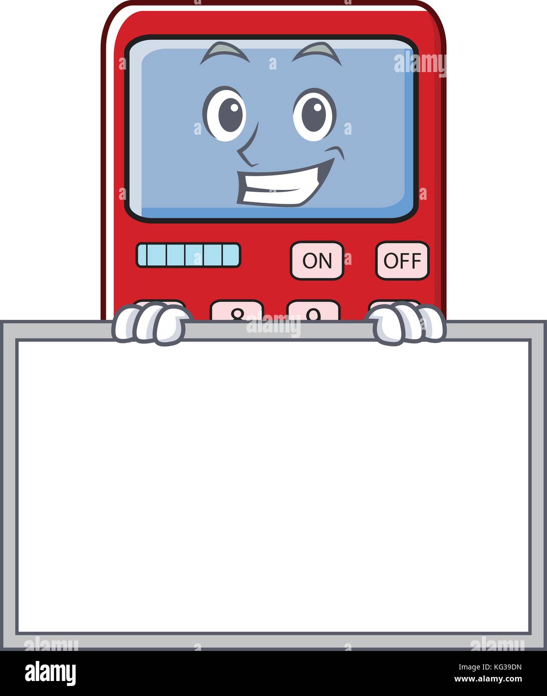 Grinning with board cute calculator character cartoon Stock Vector ...