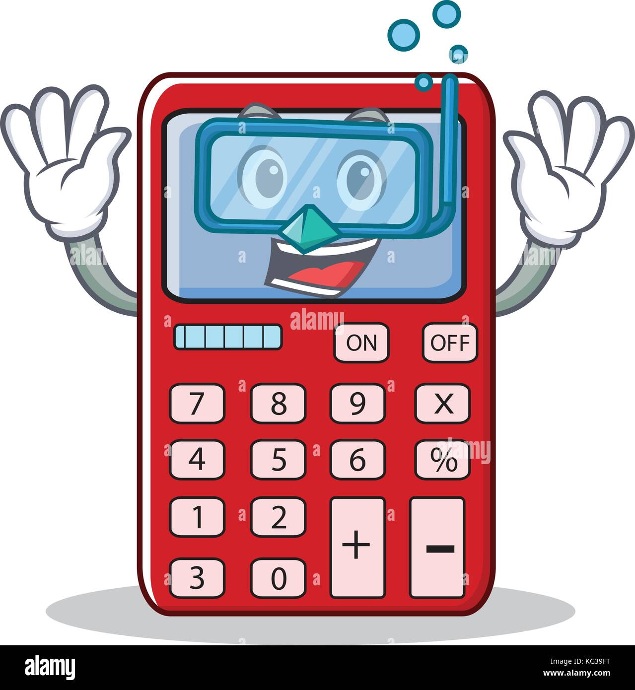 Diving cute calculator character cartoon Stock Vector Image & Art - Alamy