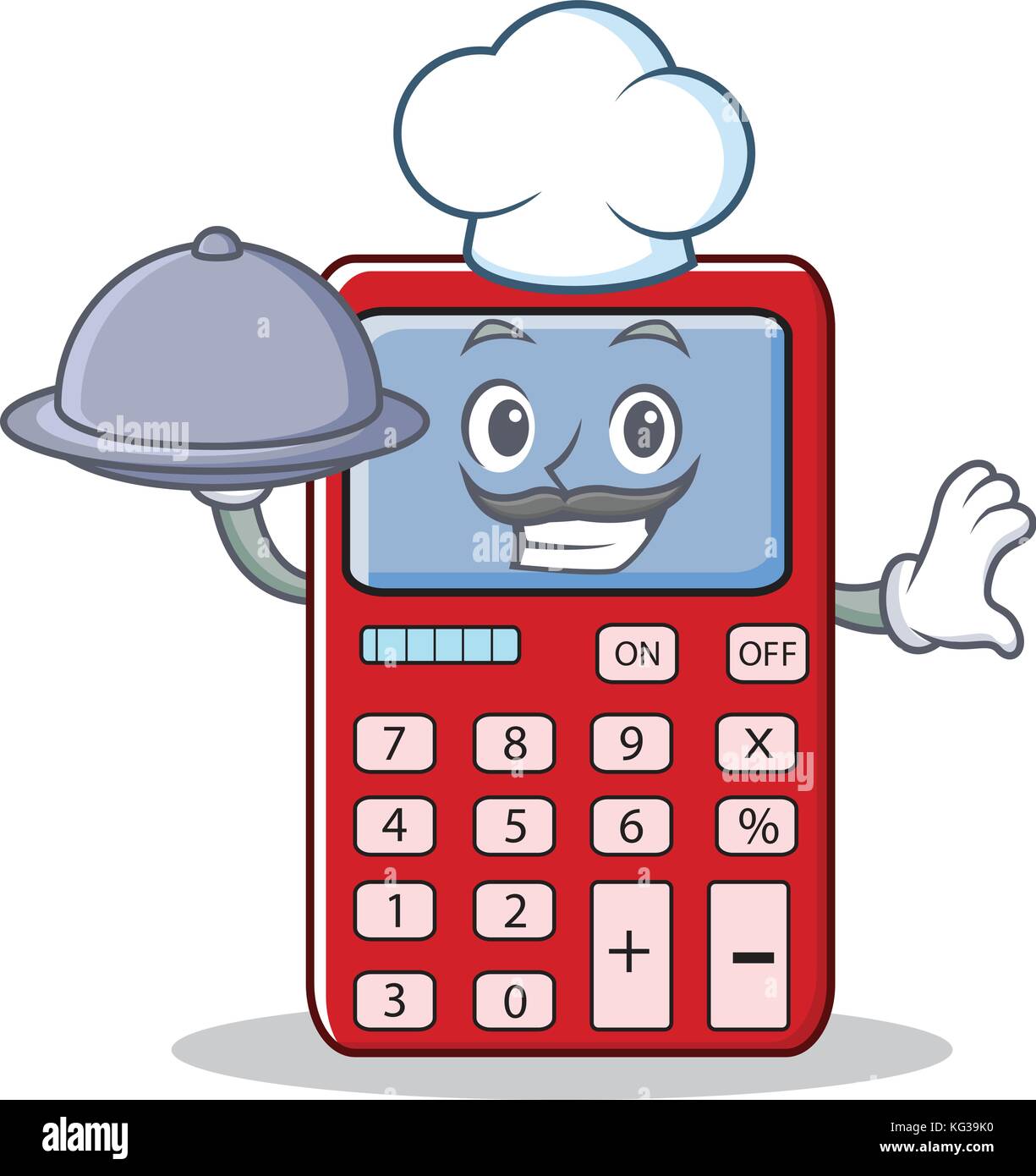 Chef with food cute calculator character cartoon Stock Vector Image ...