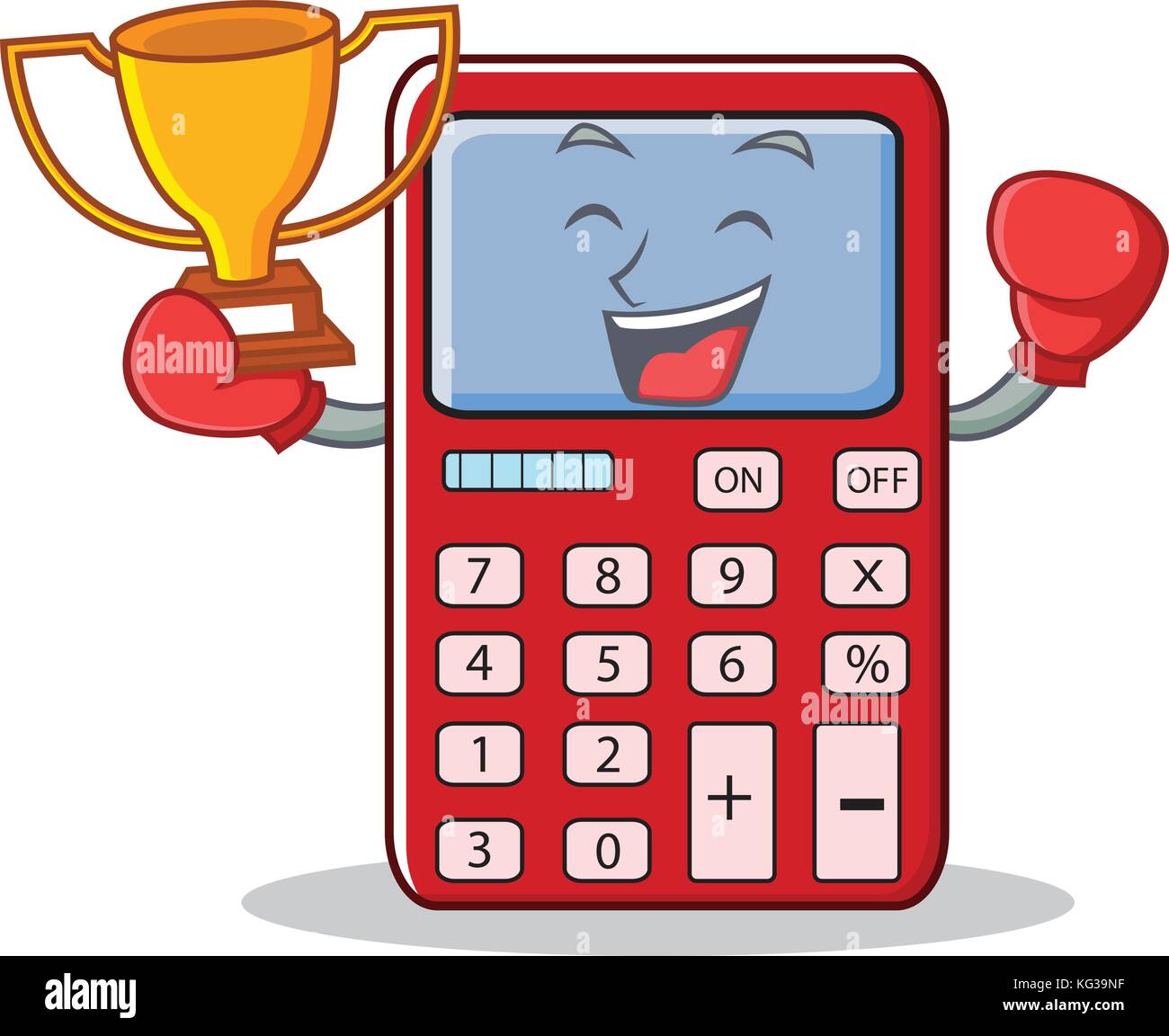 Boxing winner cute calculator character cartoon Stock Vector Image ...