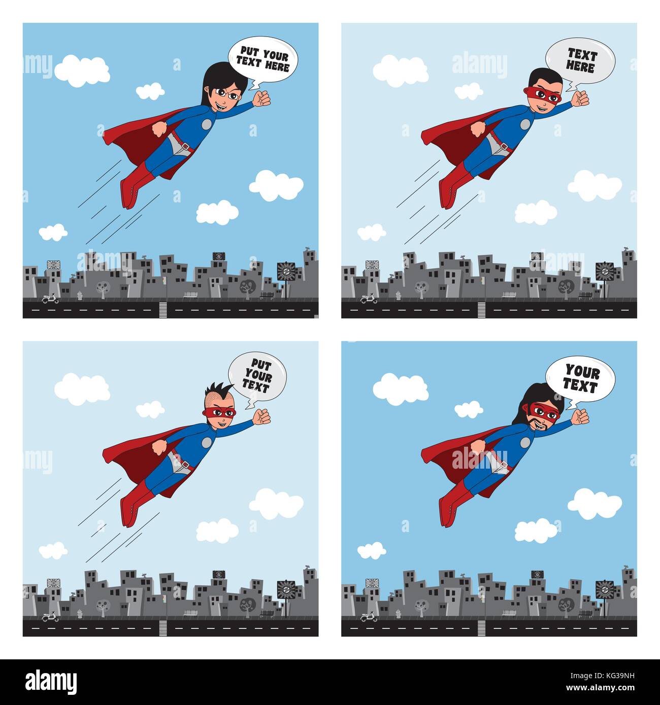 editable superhero cartoon vector graphic art design illustration Stock ...