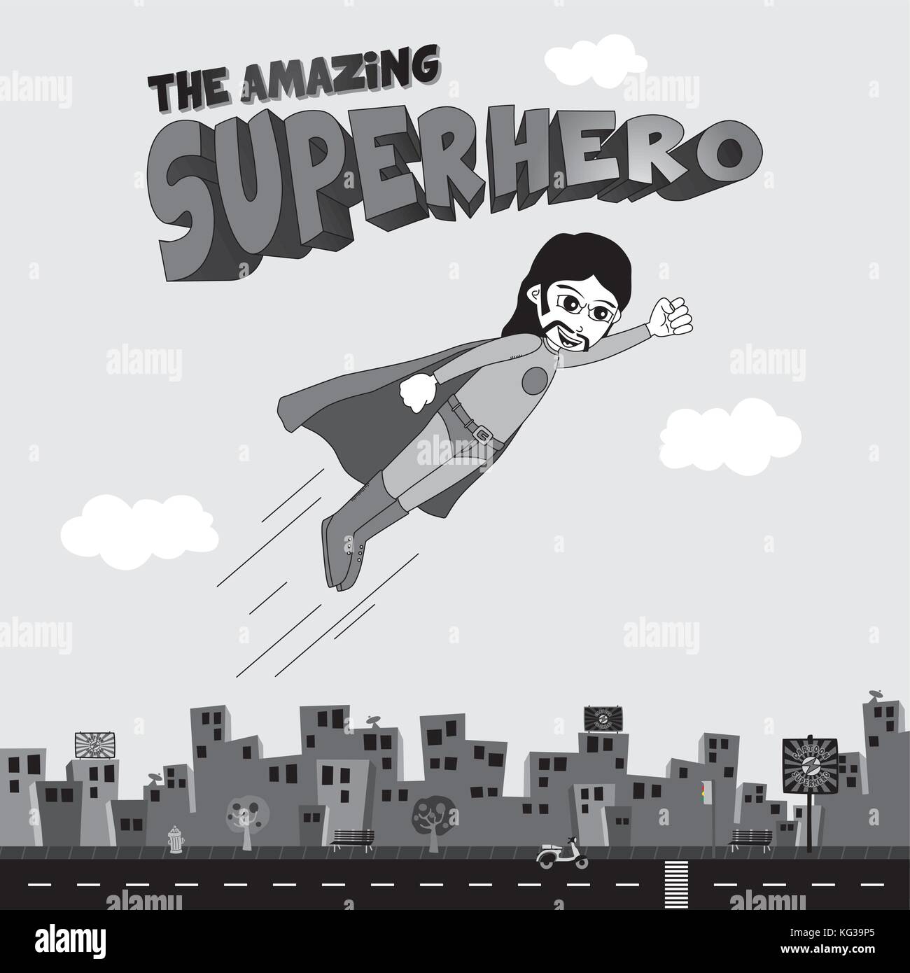 editable superhero cartoon vector graphic art design illustration Stock ...