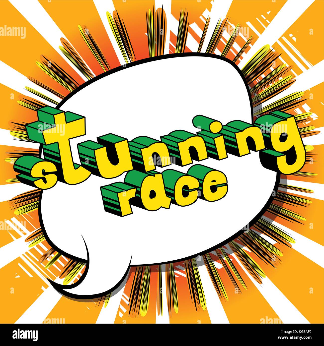 Stunning Race - Comic book style word on abstract background Stock ...