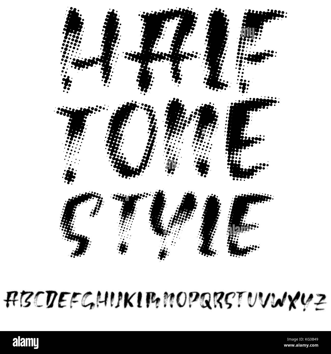 Grunge font. Halftone style alphabet. Vector illustration Stock Vector ...