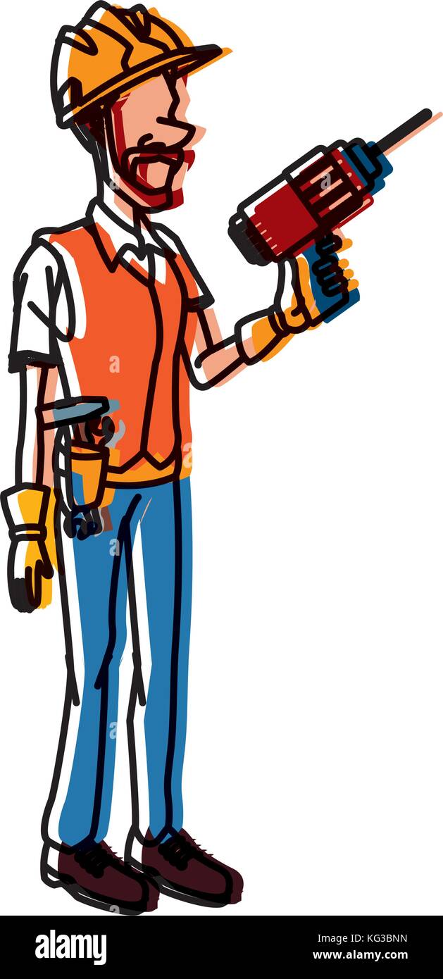 Cartoon worker with tool Stock Vector Image & Art - Alamy
